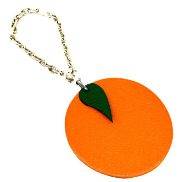Hermes | Jewelry | Hermes Hermes Charm Orange Leather Keychain Bag ...